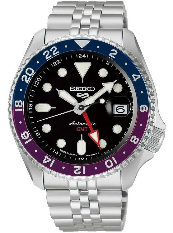 Seiko 5 Sports GMT Blue Purple Bezel Automatic Men's Watch SBSC021 ...