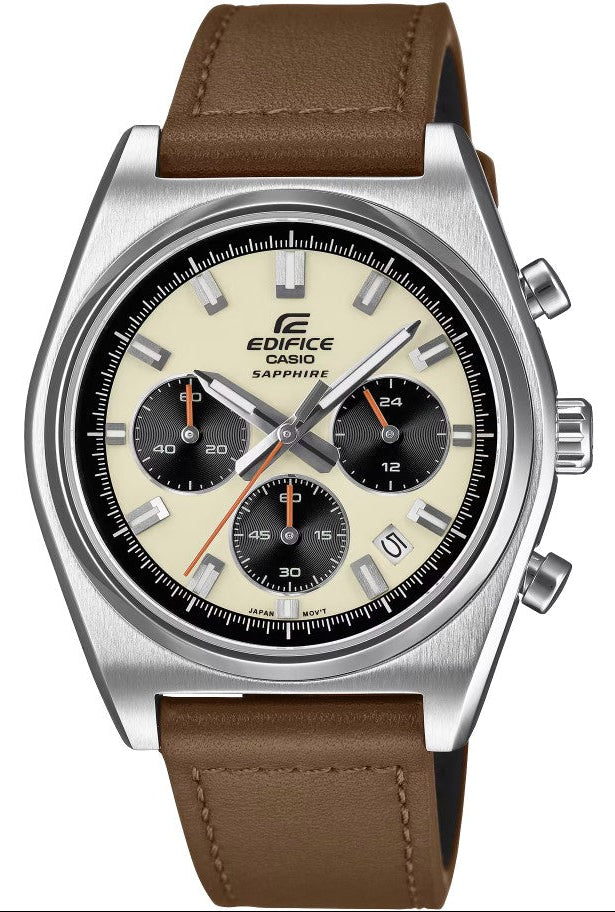 Casio EDIFICE Standard Chronograph Sapphire Leather Strap Men's Watch ...