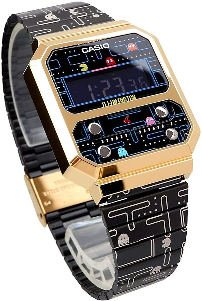 Casio Vintage x PAC-MAN Digital Black/Gold Men's Watch A100WEPC-1B ...