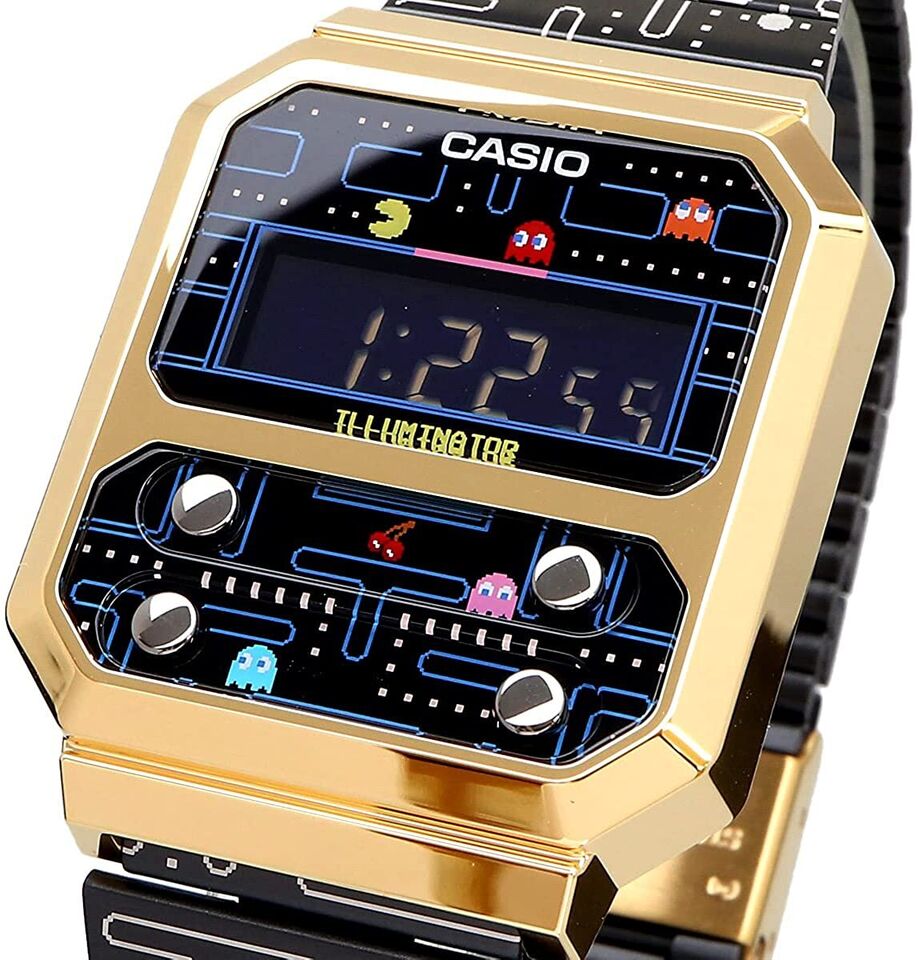 Casio Vintage x PAC-MAN Digital Black/Gold Men's Watch A100WEPC-1B ...