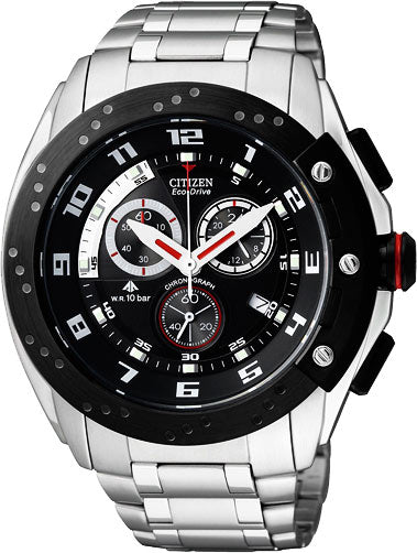Citizen Eco-Drive Chronograph WR 10 bar Stainless Steel Men's Watch AT ...